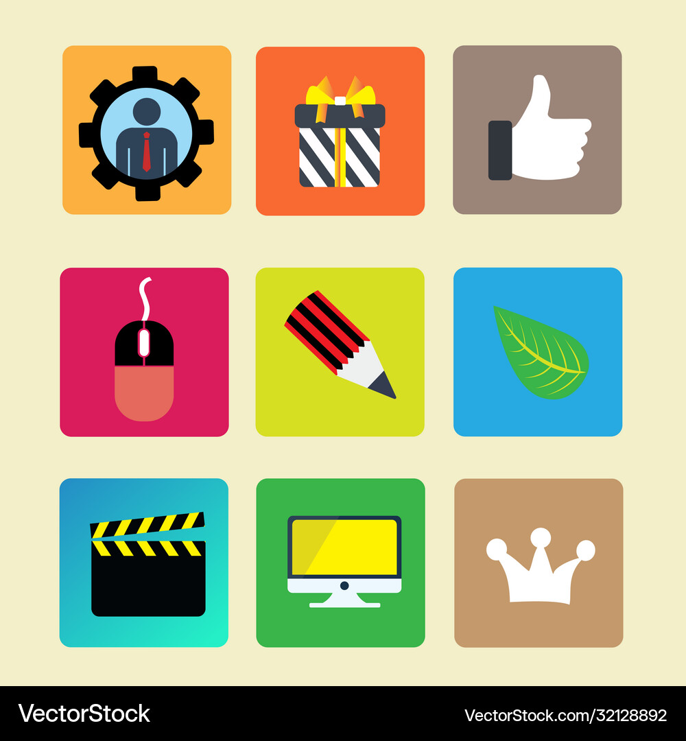 Symbol setsymbol icon for overview Royalty Free Vector Image