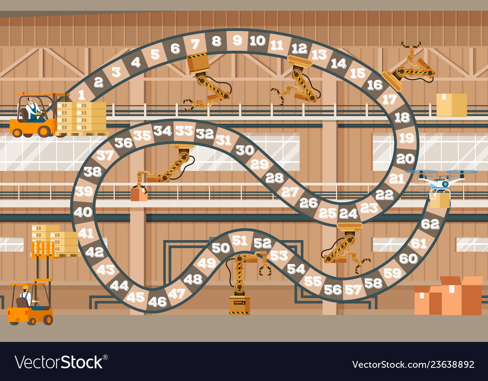 Warehouse packing process preparing to dispatch Vector Image