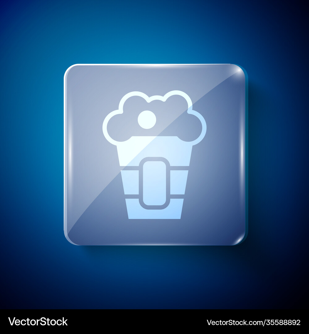 White popcorn in cardboard box icon isolated Vector Image