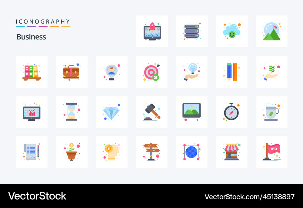 25 business flat color icon pack Royalty Free Vector Image