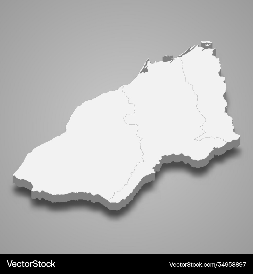 3d isometric map tumbes is a region peru Vector Image