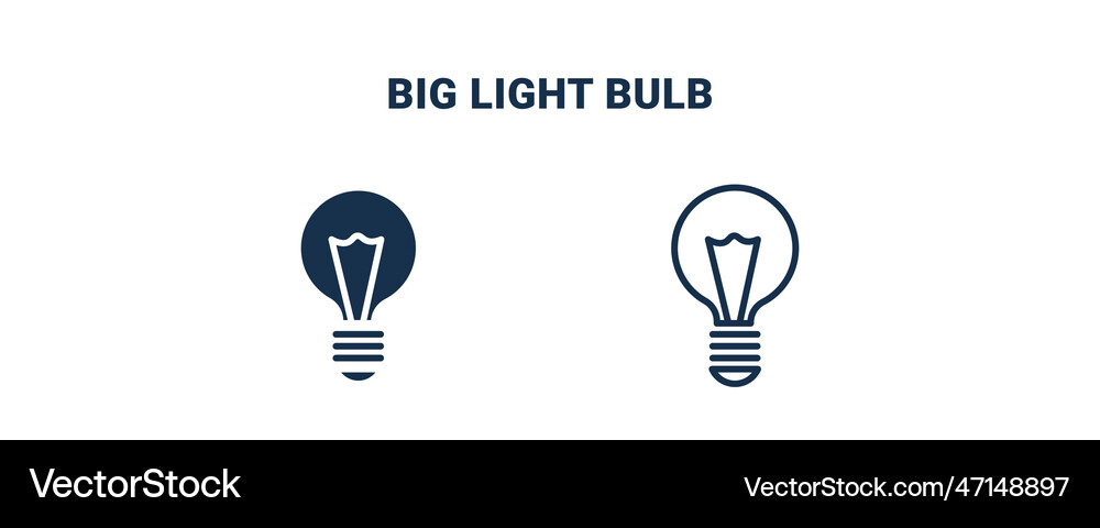 Big light bulb icon outline and filled light Vector Image