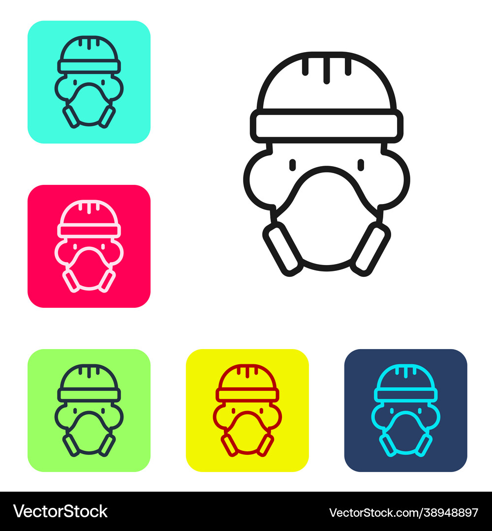 Black line nuclear power plant worker wearing Vector Image
