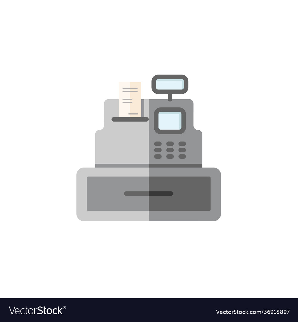 Cash register cashier machine flat color icon Vector Image