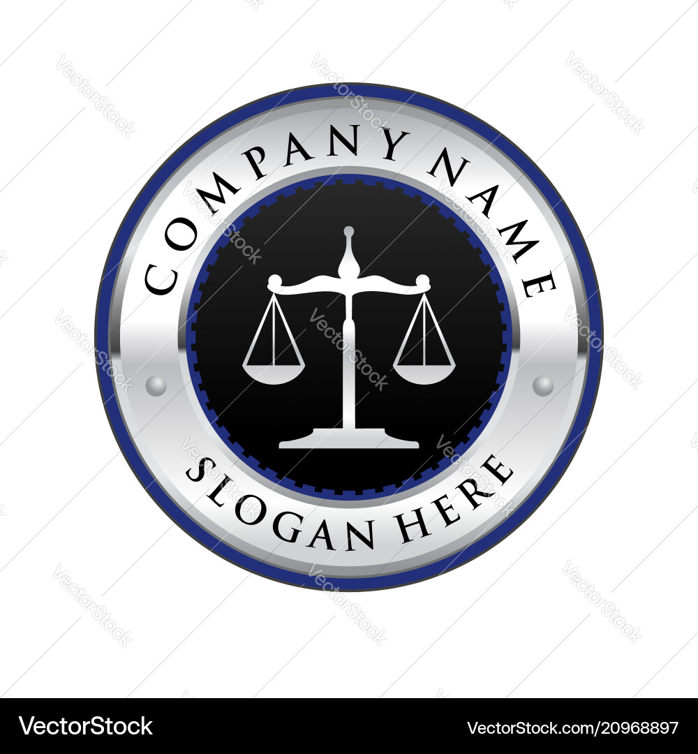 Circular law emblem symbol logo design Royalty Free Vector