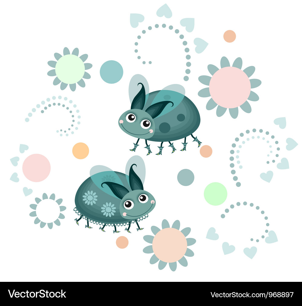 Flowers and bugs Royalty Free Vector Image - VectorStock