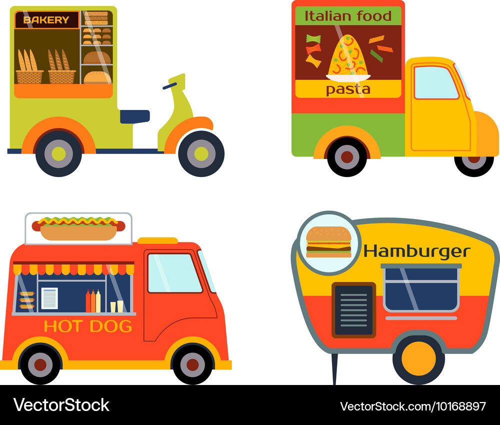 Food truck trailers set Royalty Free Vector Image