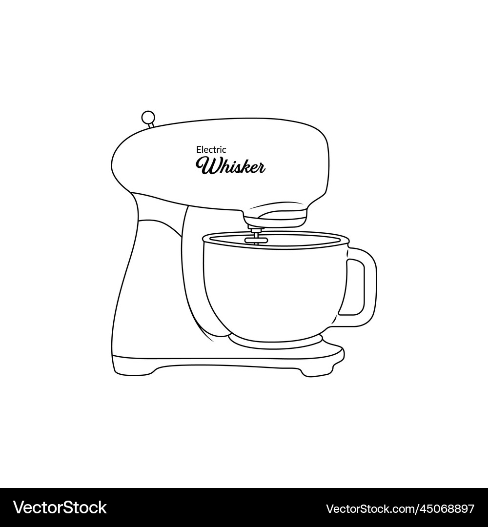 Hand mixer outline icon on white background Vector Image