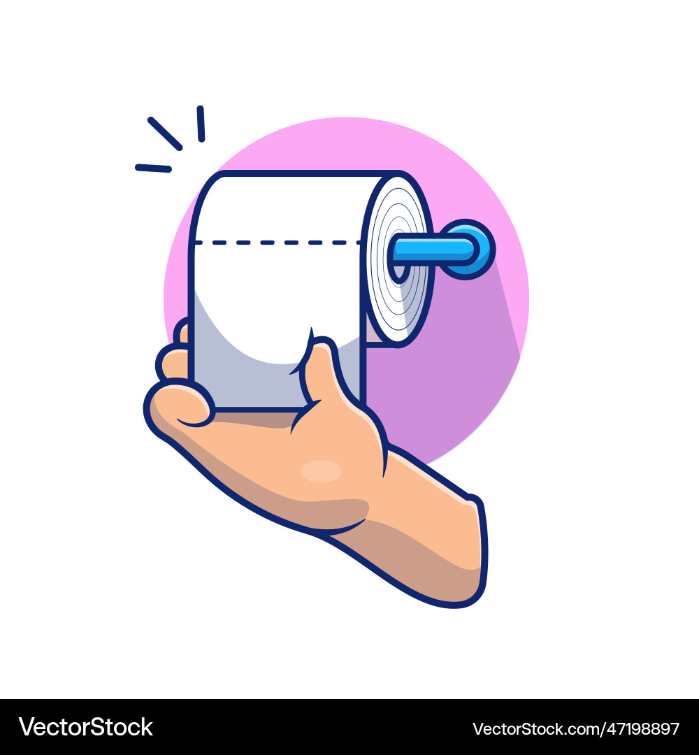 Hand pulling toilet tissue paper roll cartoon Vector Image