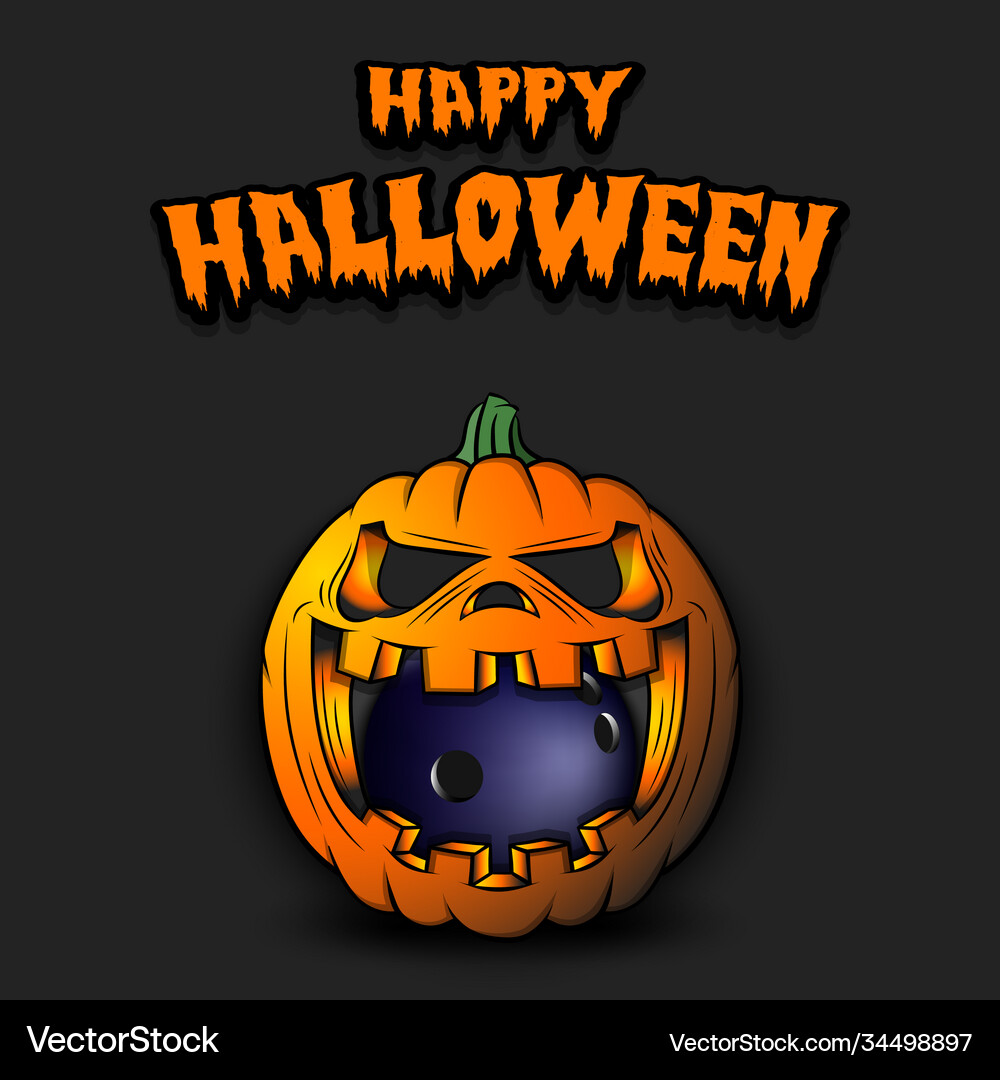 Happy halloween bowling ball inside pumpkin Vector Image