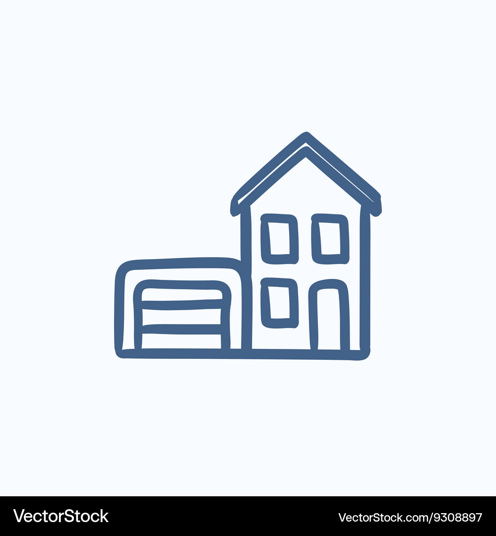 House with garage sketch icon Royalty Free Vector Image