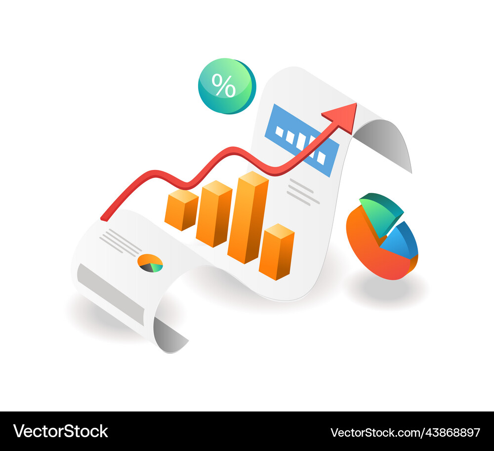 Isometric concept pie chart bar investment Vector Image
