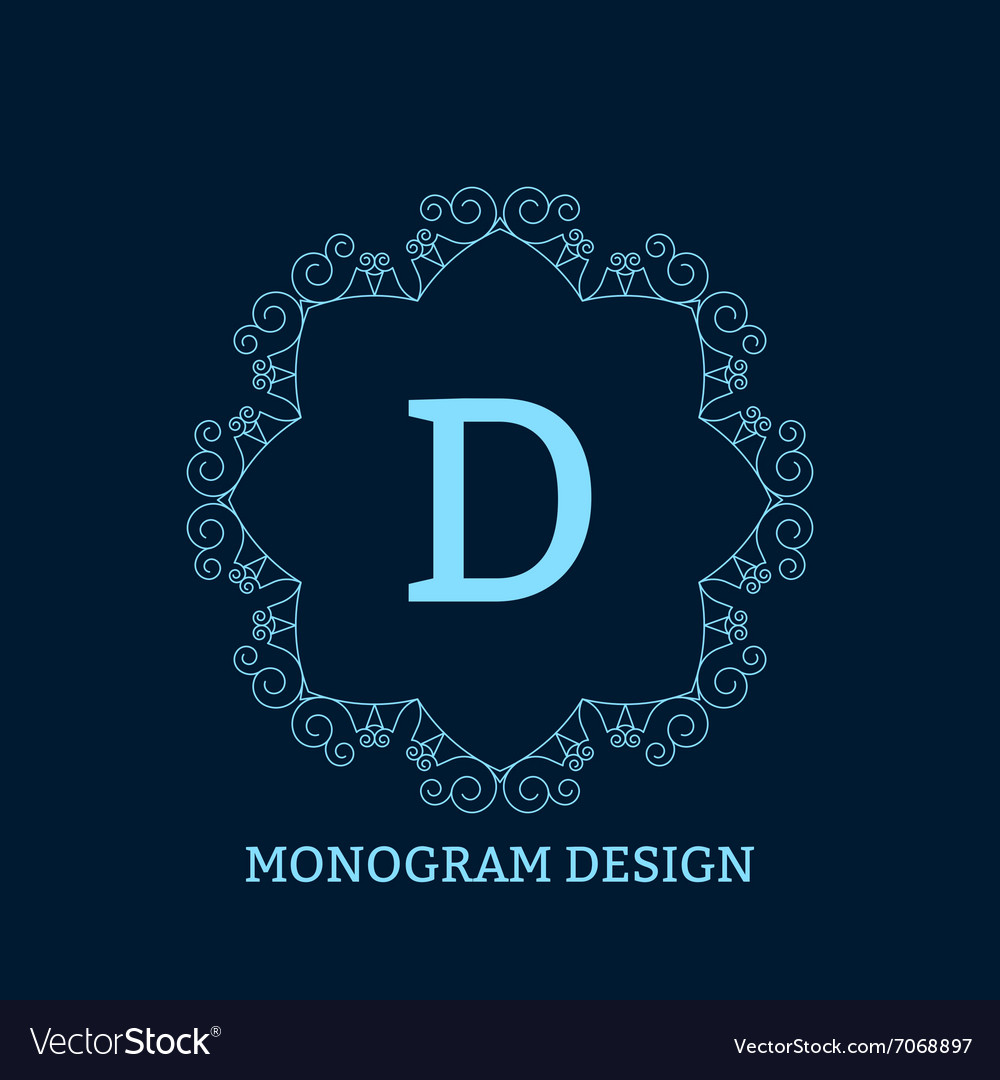 Linear blue monogram Royalty Free Vector Image