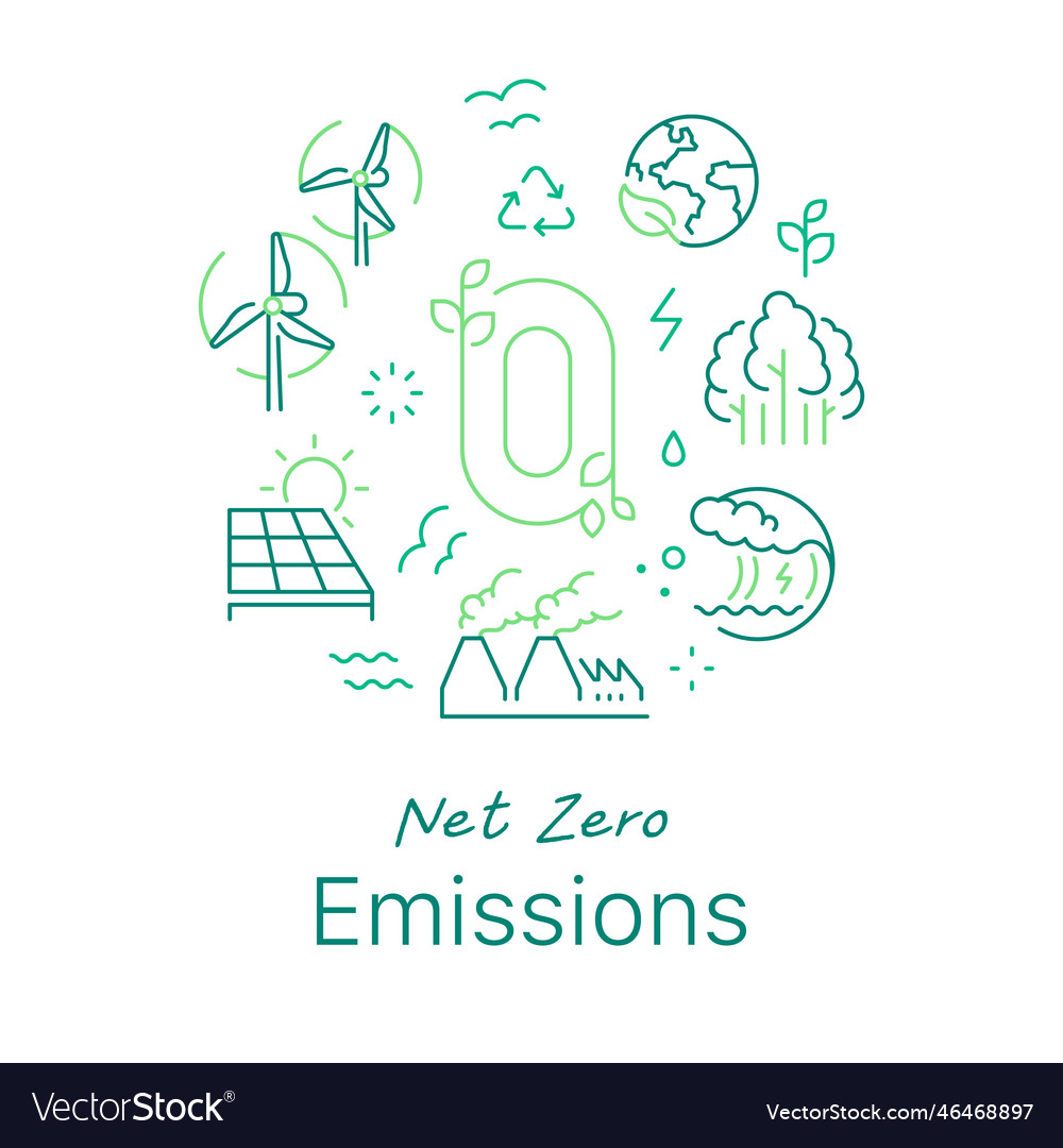 Net zero emissions concept Royalty Free Vector Image