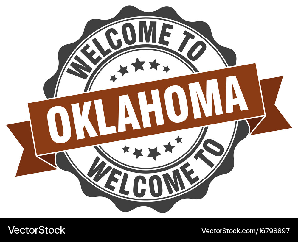 Oklahoma round ribbon seal Royalty Free Vector Image