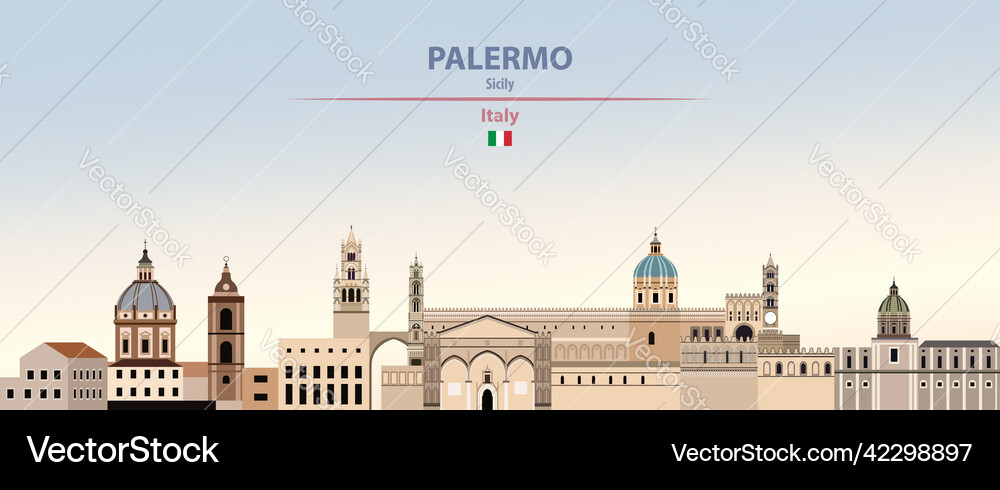 Palermo city skyline on colorful gradient Vector Image
