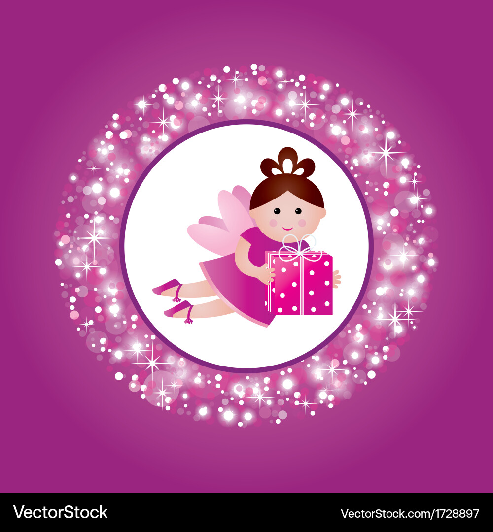 Pretty fairy with a gift Royalty Free Vector Image