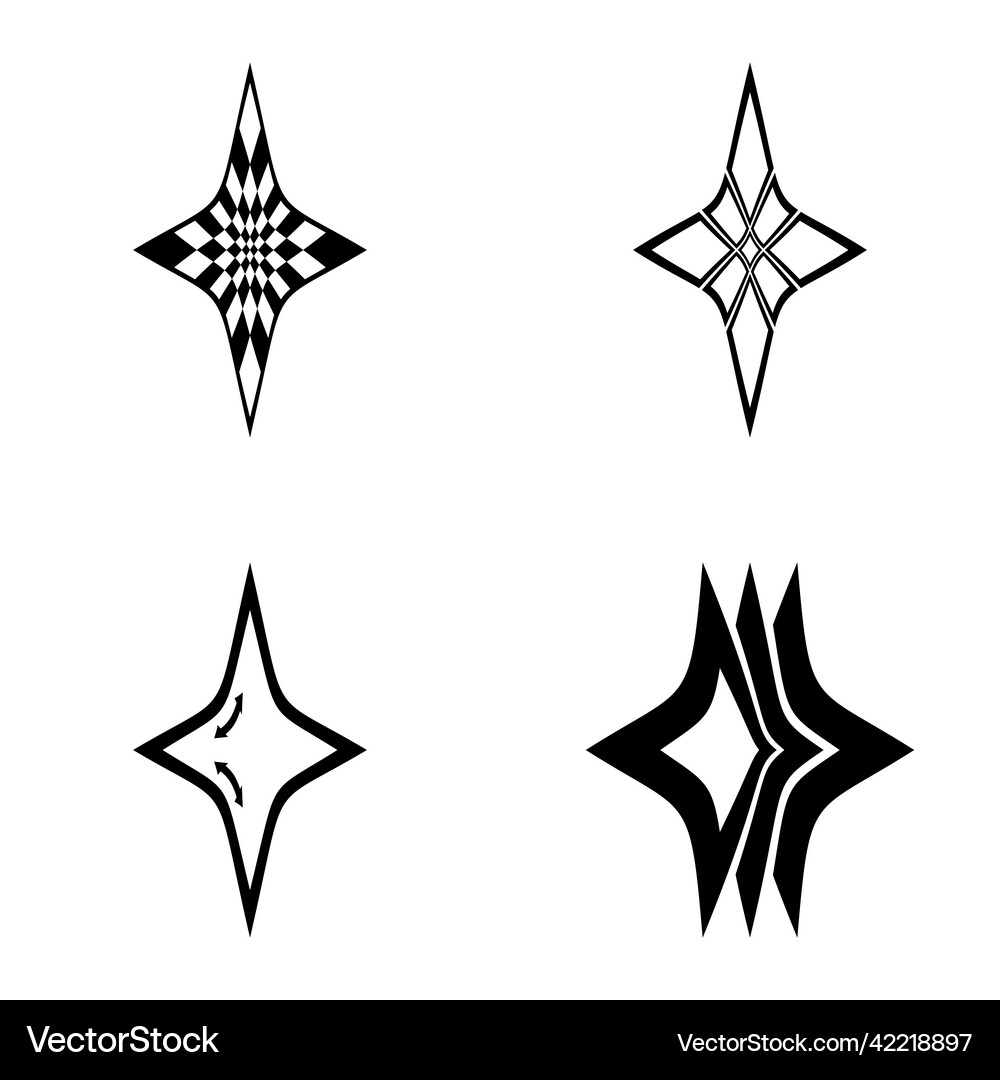 Rhombic star3 flat icon set isolated on white Vector Image