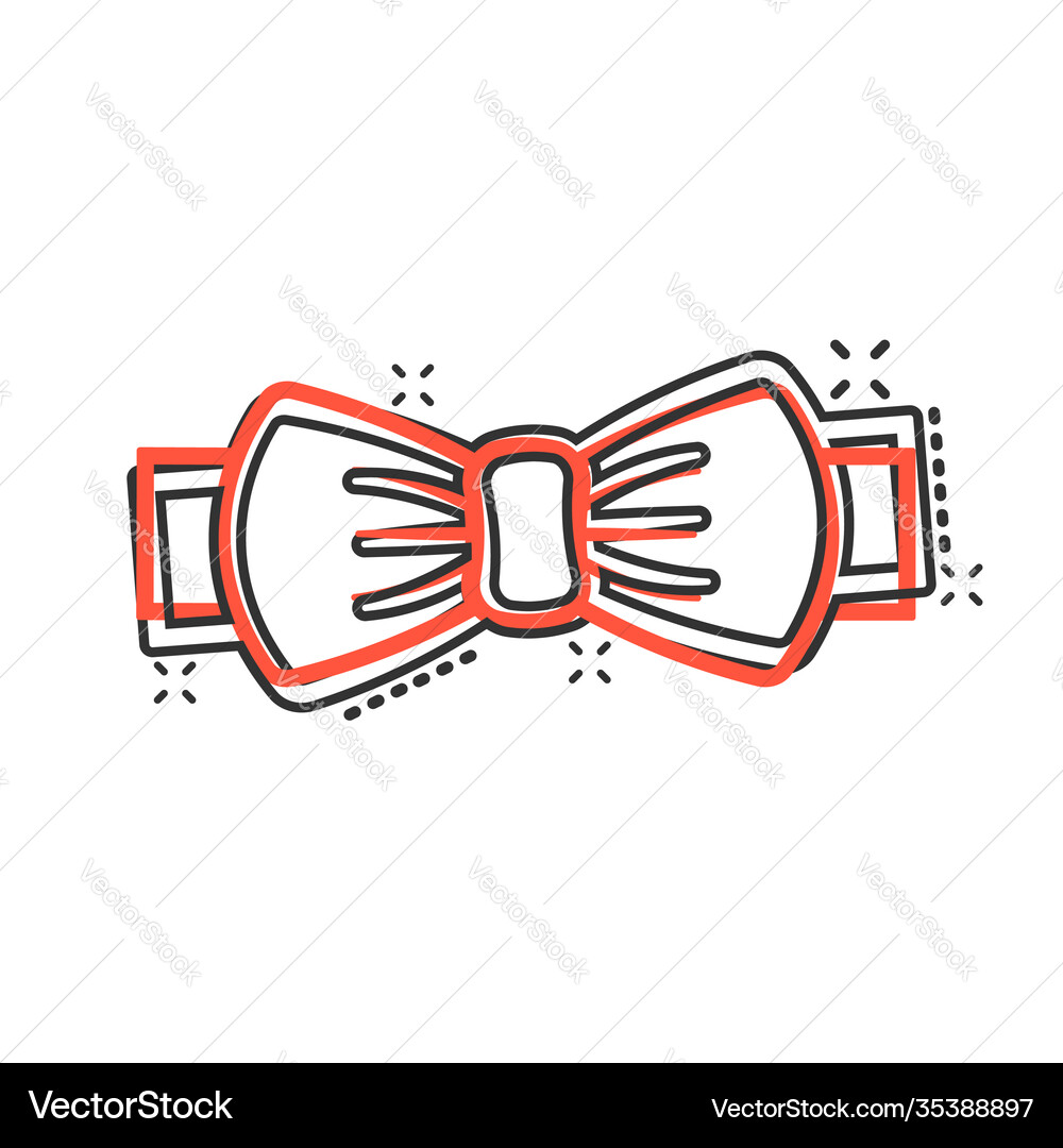 Tie bow icon in comic style bowtie cartoon Vector Image
