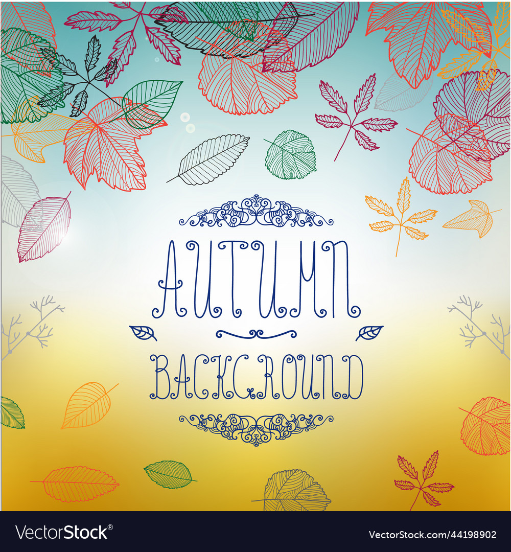Autumn background with hand drawn leaves Vector Image Autumn background with hand drawn leaves Vector Image