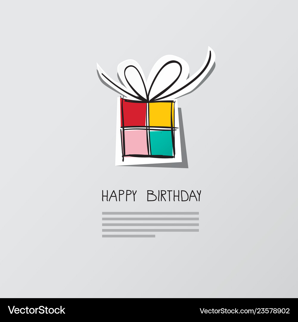 Birthday card with paper gift box design Vector Image