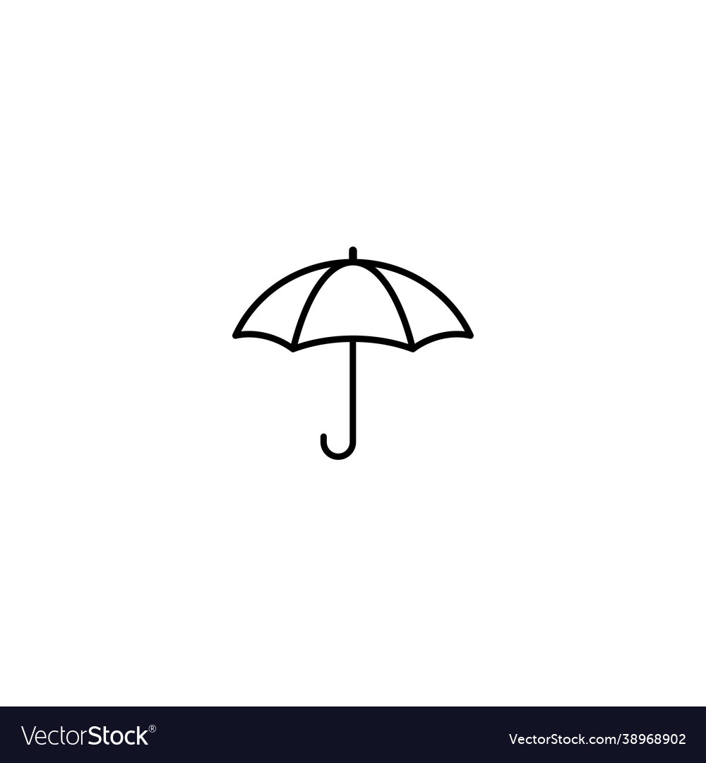 Black open umbrella flat line icon isolated Vector Image