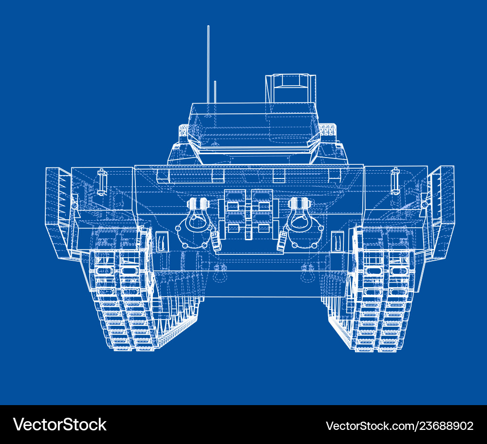 Blueprint of realistic tank Royalty Free Vector Image