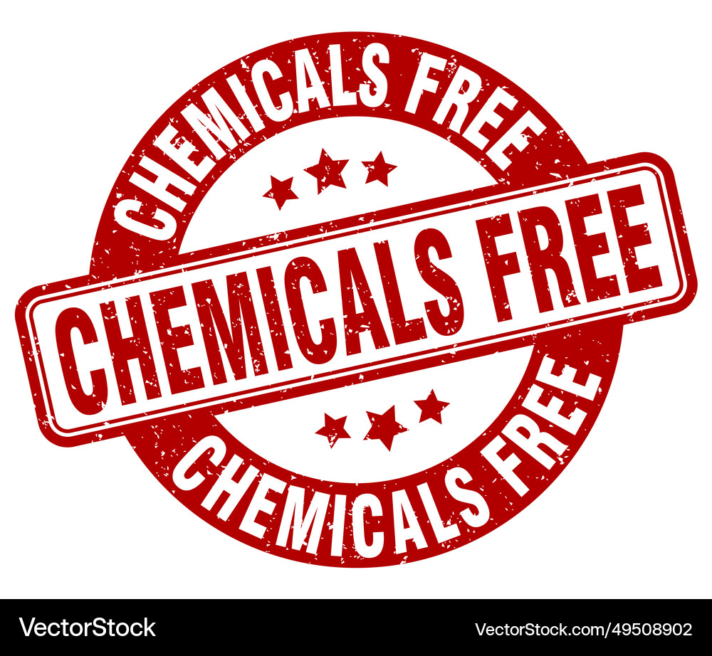 Chemicals free stamp label round Royalty Free Vector Image