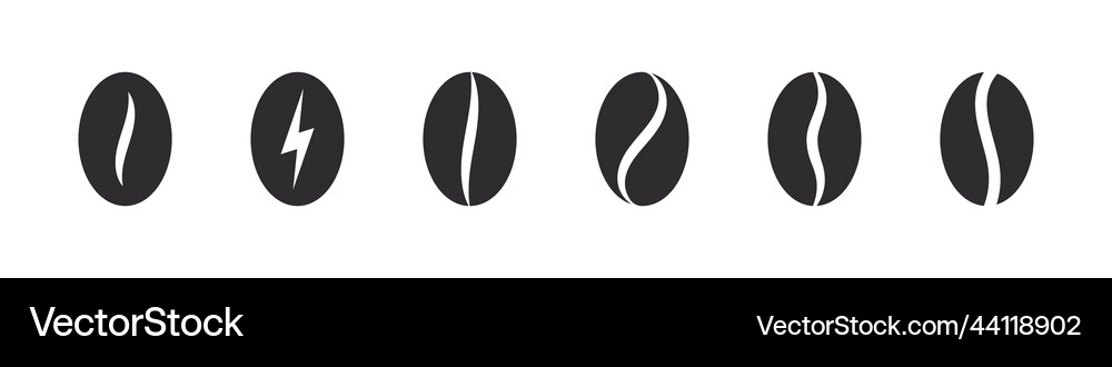 Coffee beans icons in various shapes Royalty Free Vector