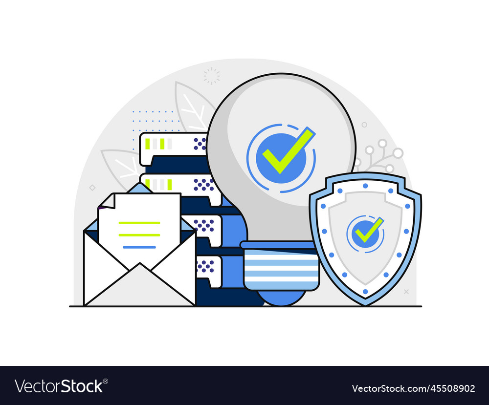 File Security And Firewall Protection Line Scene Vector Image