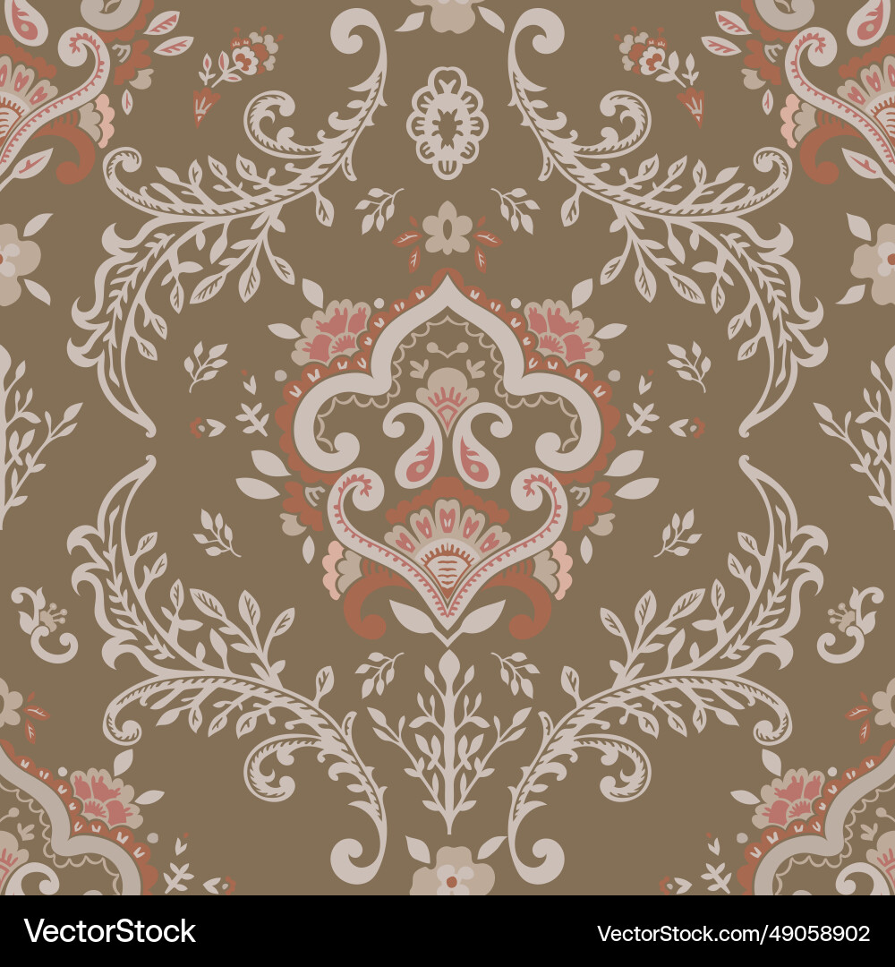 Flourishing flowers and leaves seamless pattern Vector Image