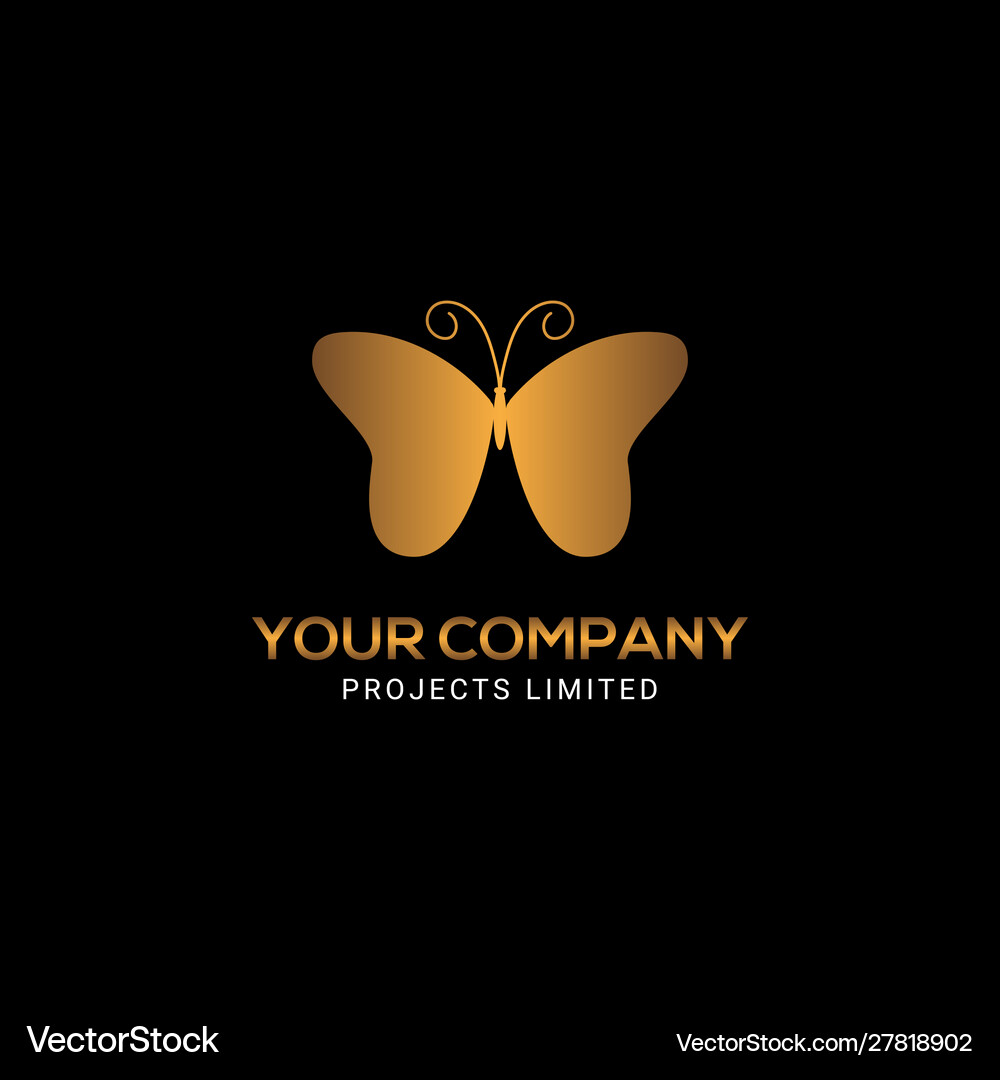 Golden color butterfly design Royalty Free Vector Image