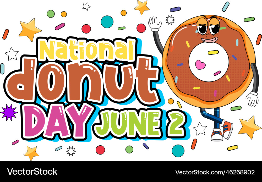 Happy doughnut day in june logo Royalty Free Vector Image