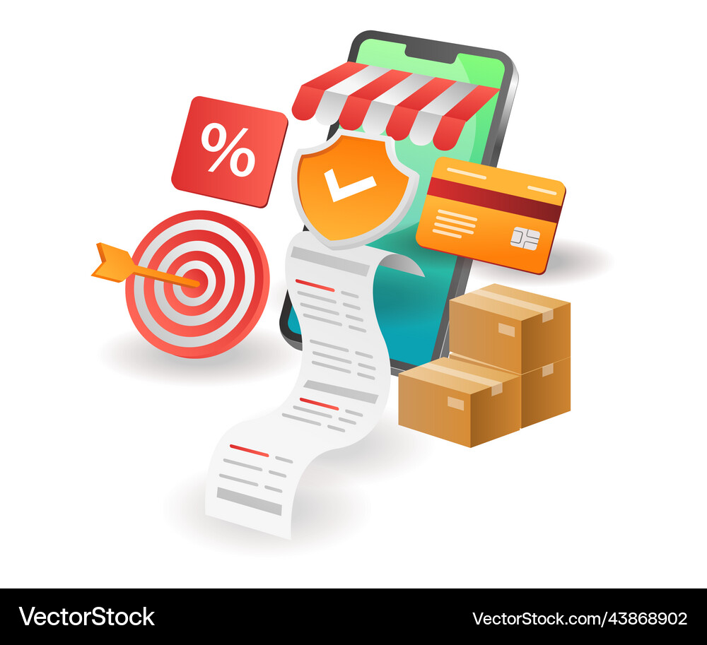 Isometric concept security of online shopping Vector Image