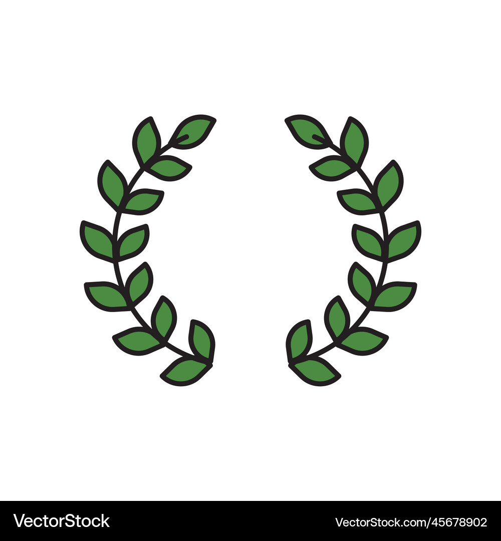 Laurel wreath filled color icon linear style sign Vector Image