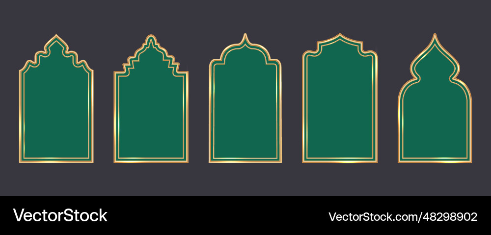 Ramadan window frame shapes islamic golden arches Vector Image