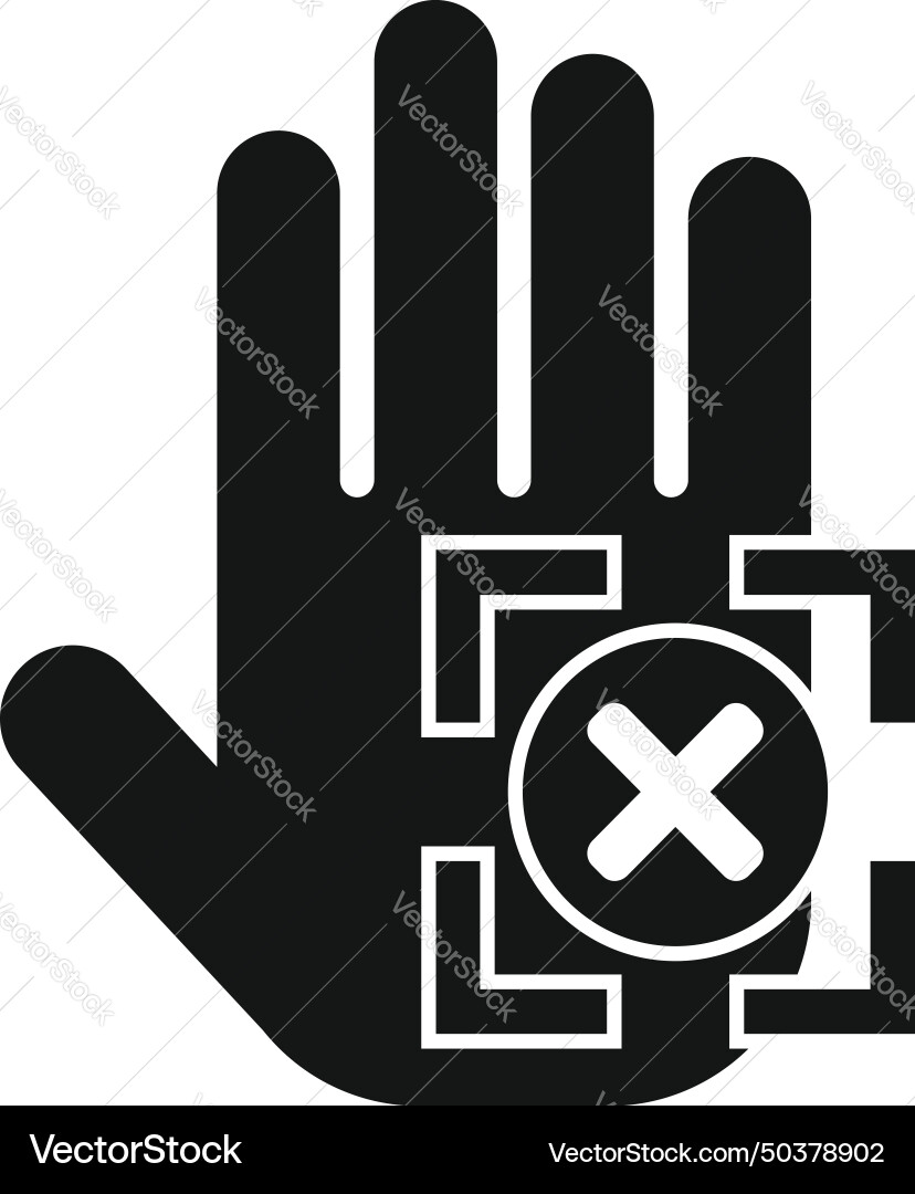 Rejected palm scanning icon simple social Vector Image