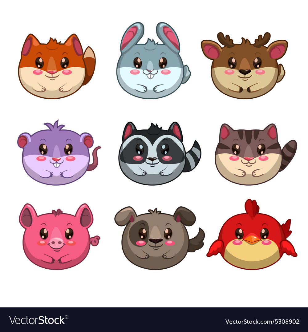 Round animals Royalty Free Vector Image - VectorStock