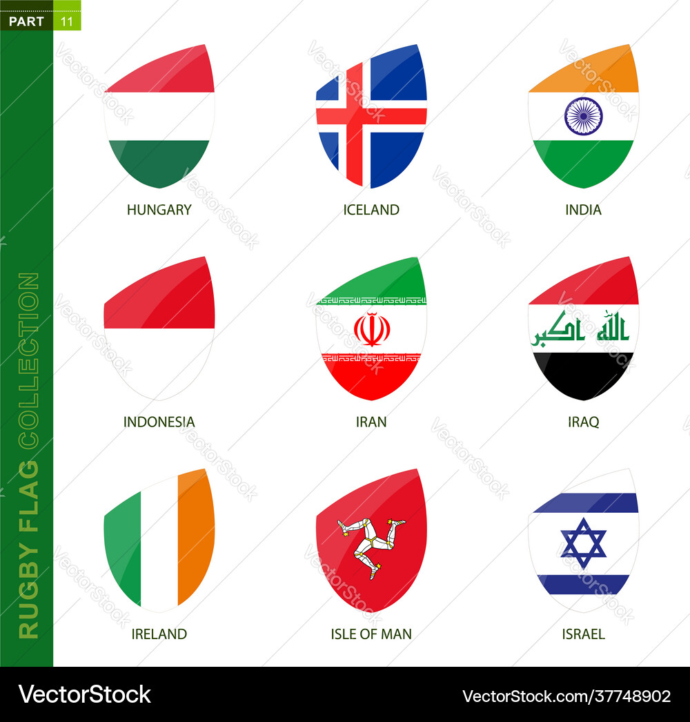 Rugby flag collection icon with flag 9 Royalty Free Vector