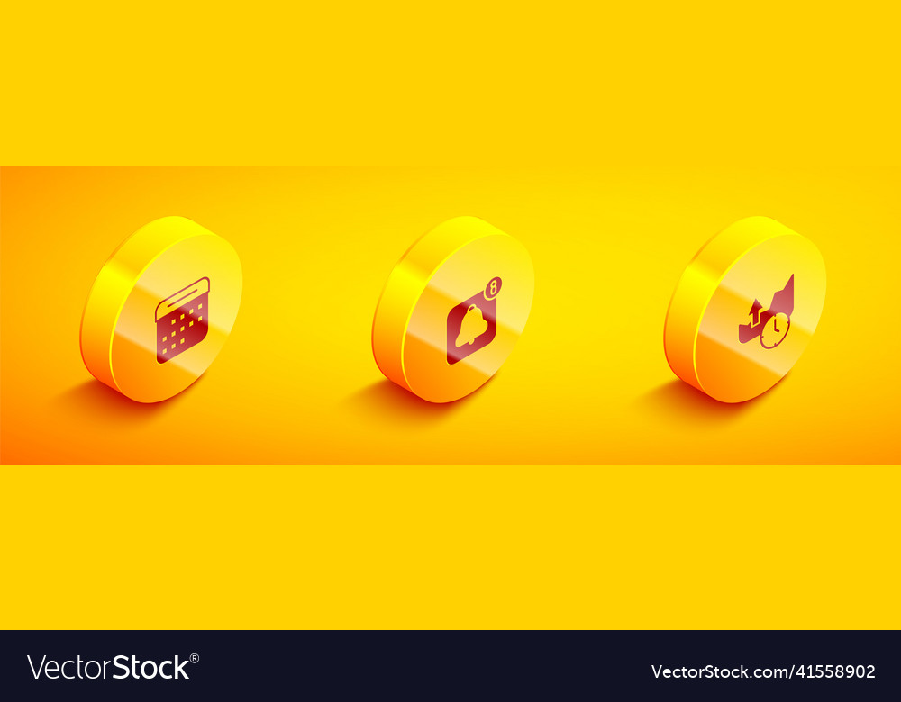 Set isometric calendar alarm clock app mobile Vector Image Set isometric calendar alarm clock app mobile Vector Image