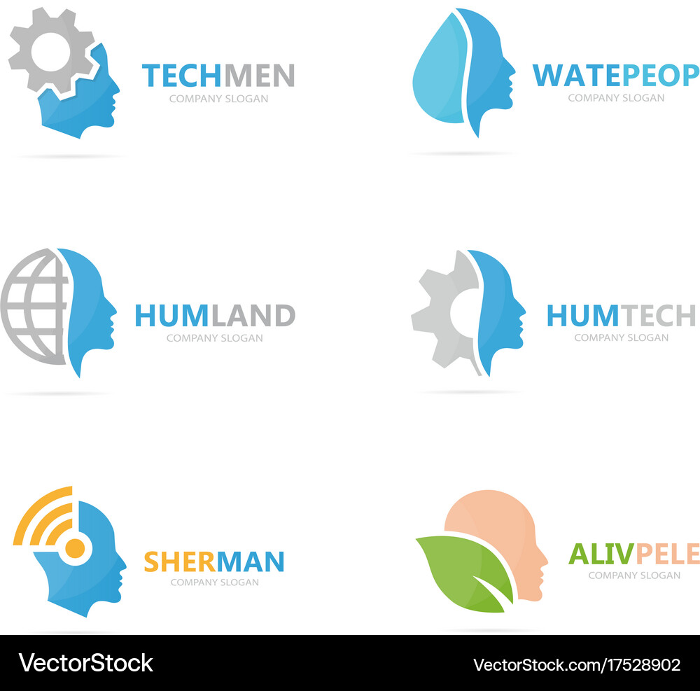 Set people logo combination body and face Vector Image