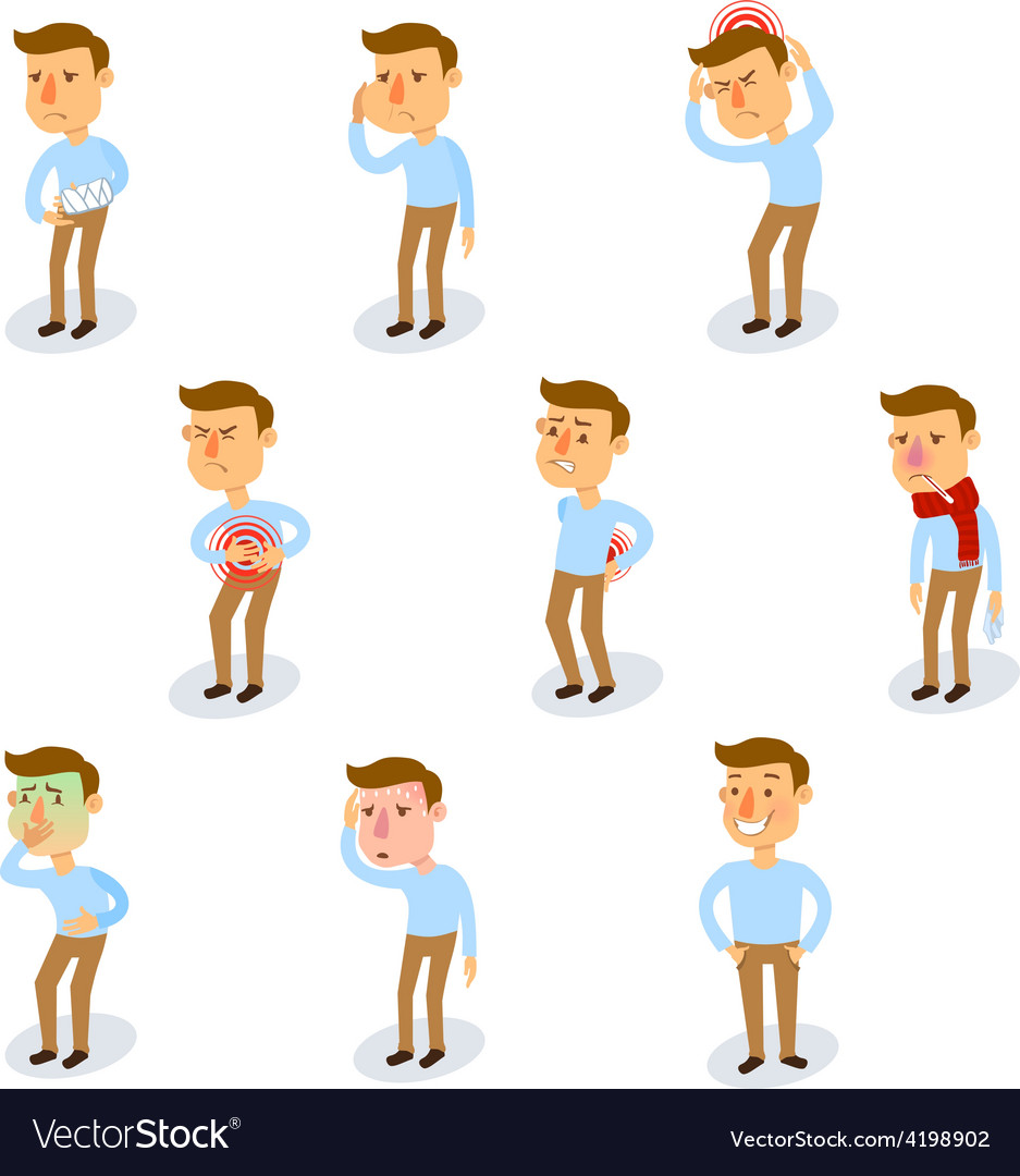 Sick characters set Royalty Free Vector Image - VectorStock