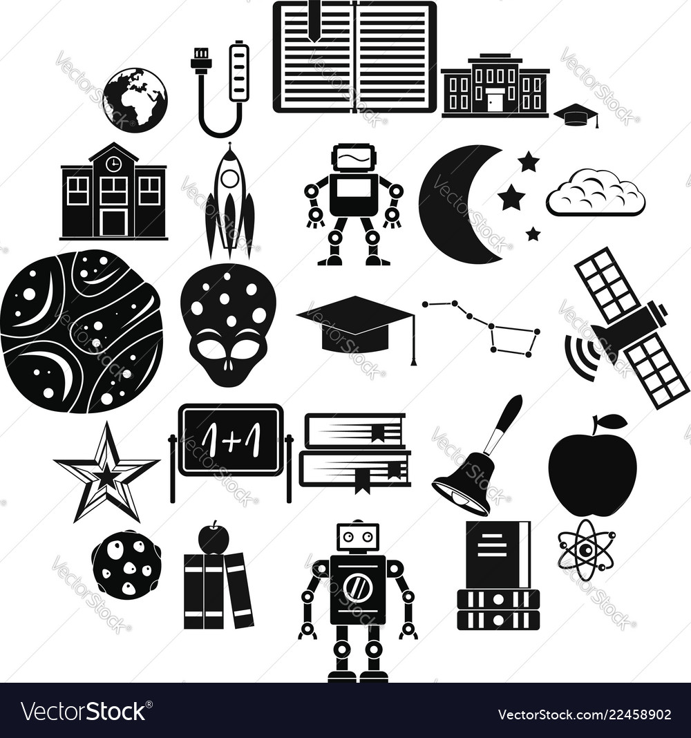Space exploration icons set simple style Vector Image Space exploration icons set simple style Vector Image