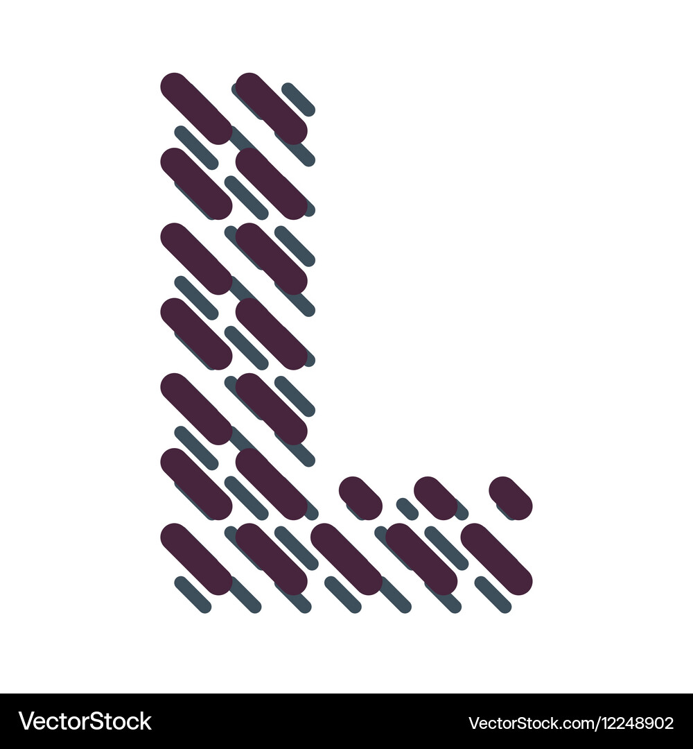 Striped latin alphabet letter L Hatching font Vector Image