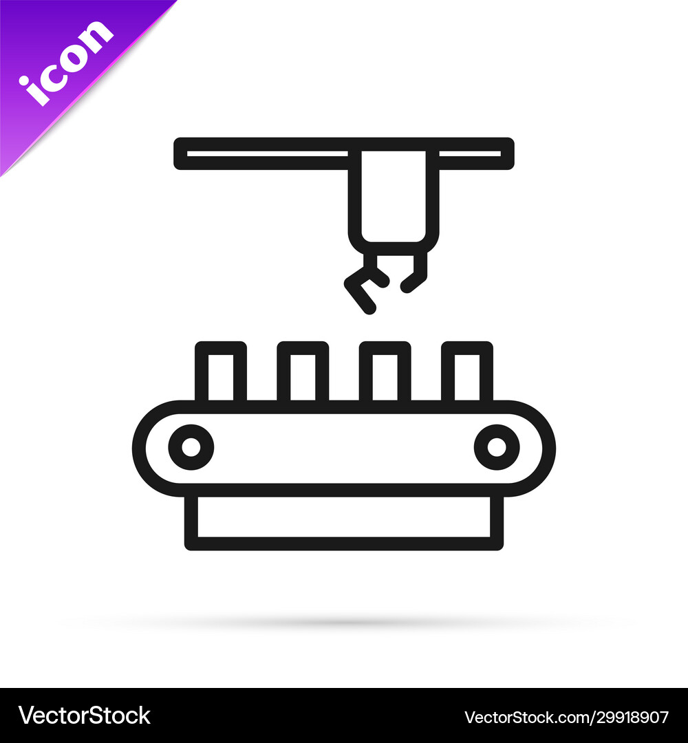 Black line factory conveyor system belt icon Vector Image