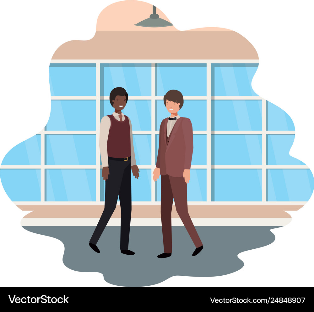 Businessmen with wall and windows avatar character
