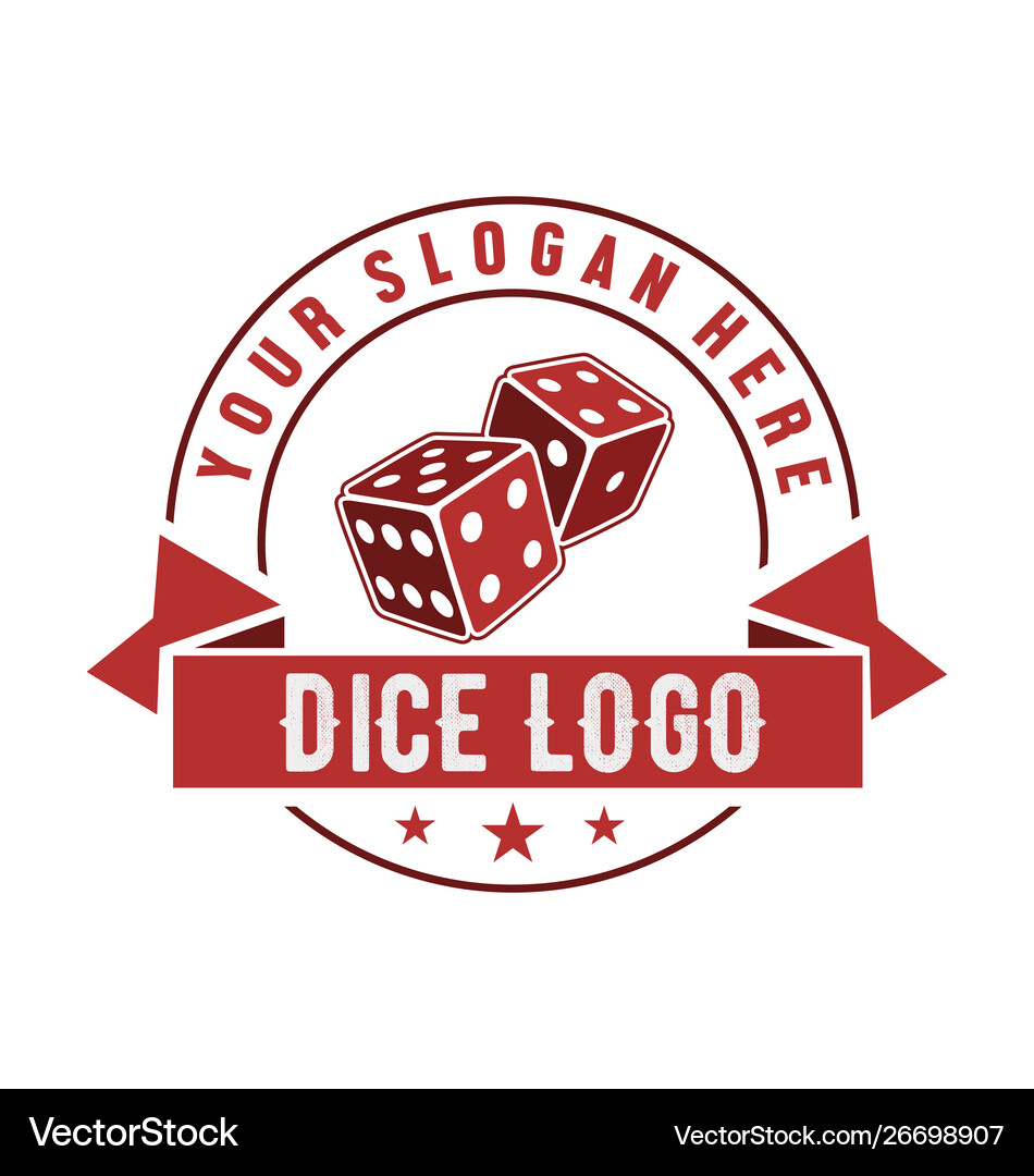 Dice logo design vintage retro stamp Royalty Free Vector