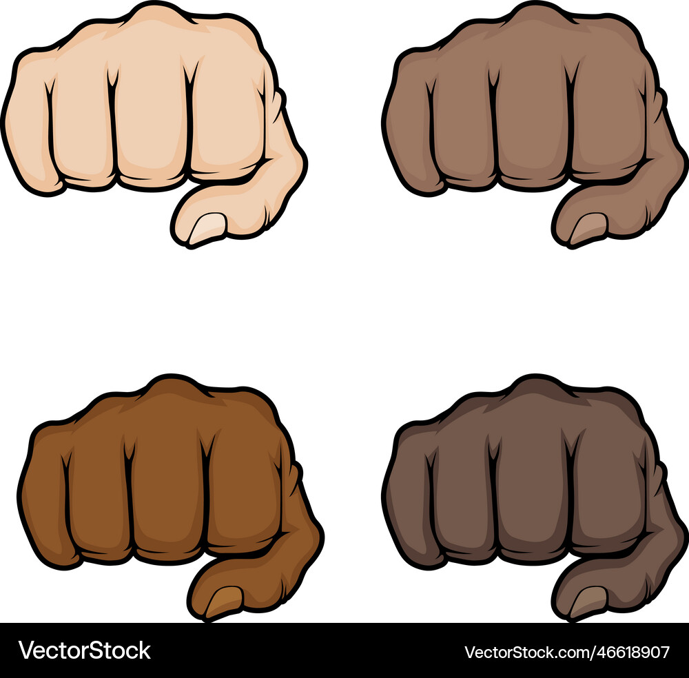 Fist bumps in different skin colors Royalty Free Vector