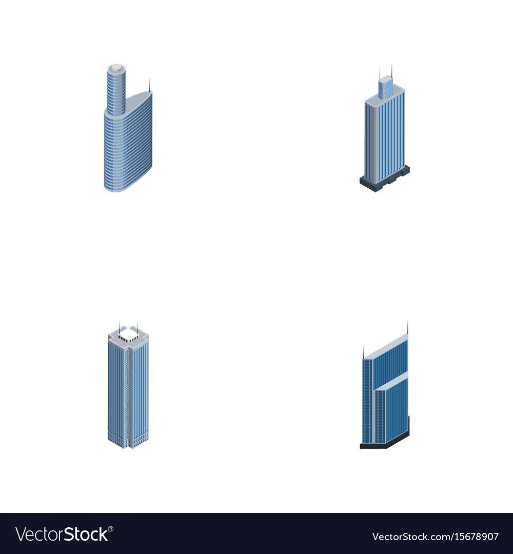 Isometric skyscraper set Royalty Free Vector Image