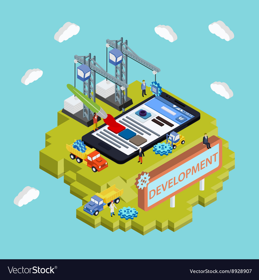 Mobile app development creative process Royalty Free Vector